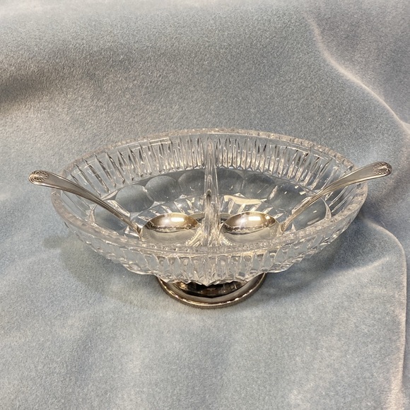 Sheffield | Dining | Footed Crystal Divided Condiment Dish Raimond ...